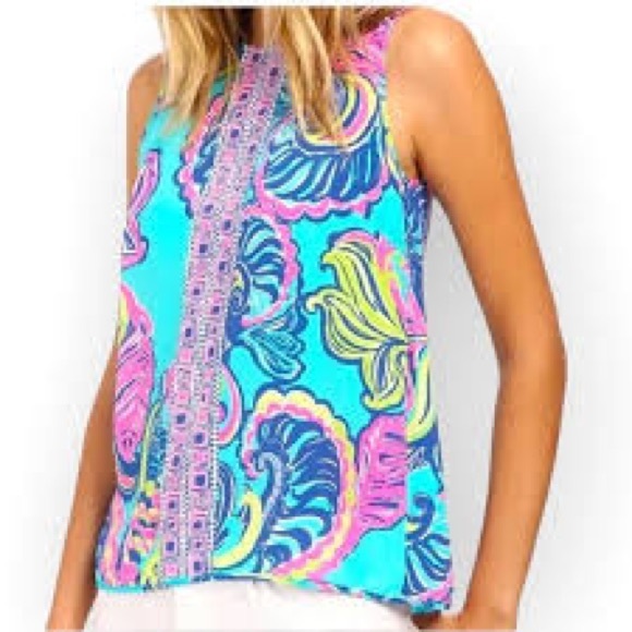 Lilly Pulitzer | Tops | Lilly Pulitzer Iona Shell Sea Blue Private ...